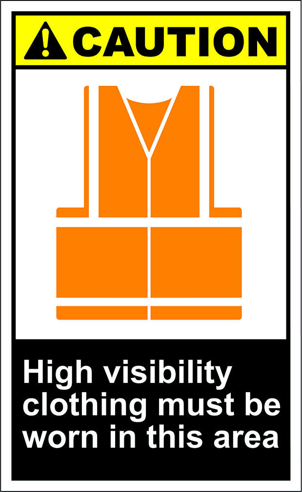 High Visibility Clothing Must Be Worn Caution Osha Ansi Label Decal